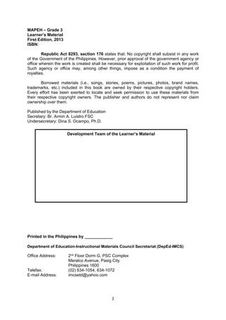 MAPEH 3 Music Learner's Manual 3rd quarter | PDF