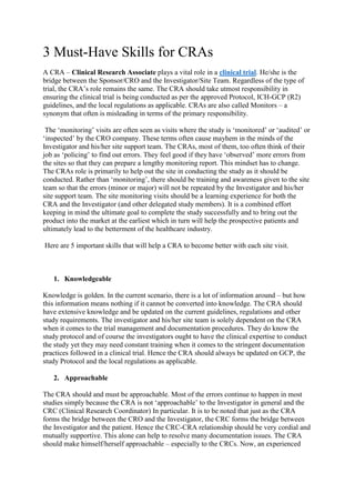 3 Must-Have Skills for CRAs | PDF