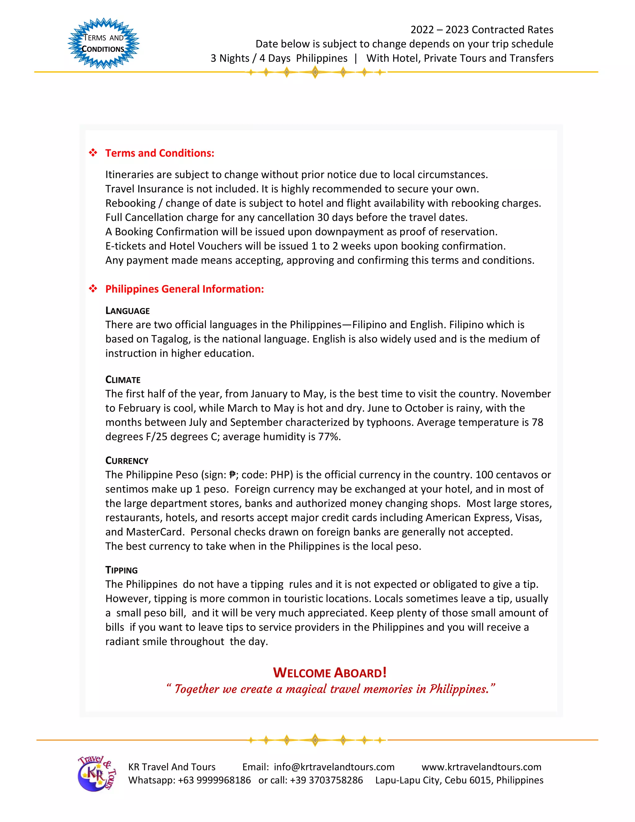 4 Days Vacation in Philippines | PDF