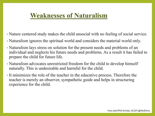 Naturalism (Educational Philosophy) | PPT | Physics | Science