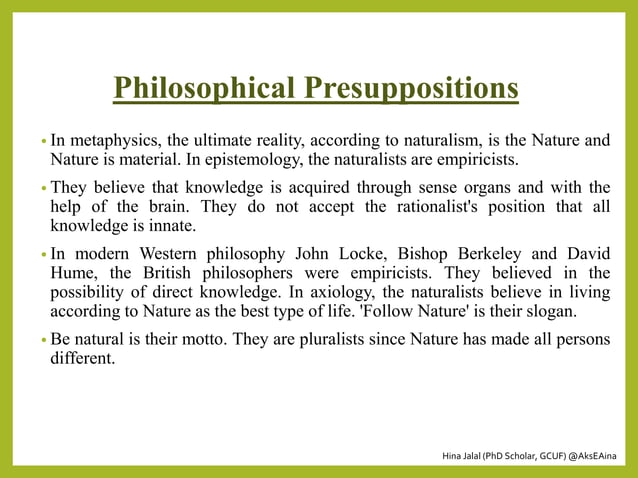 Naturalism (Educational Philosophy) | PPT | Physics | Science