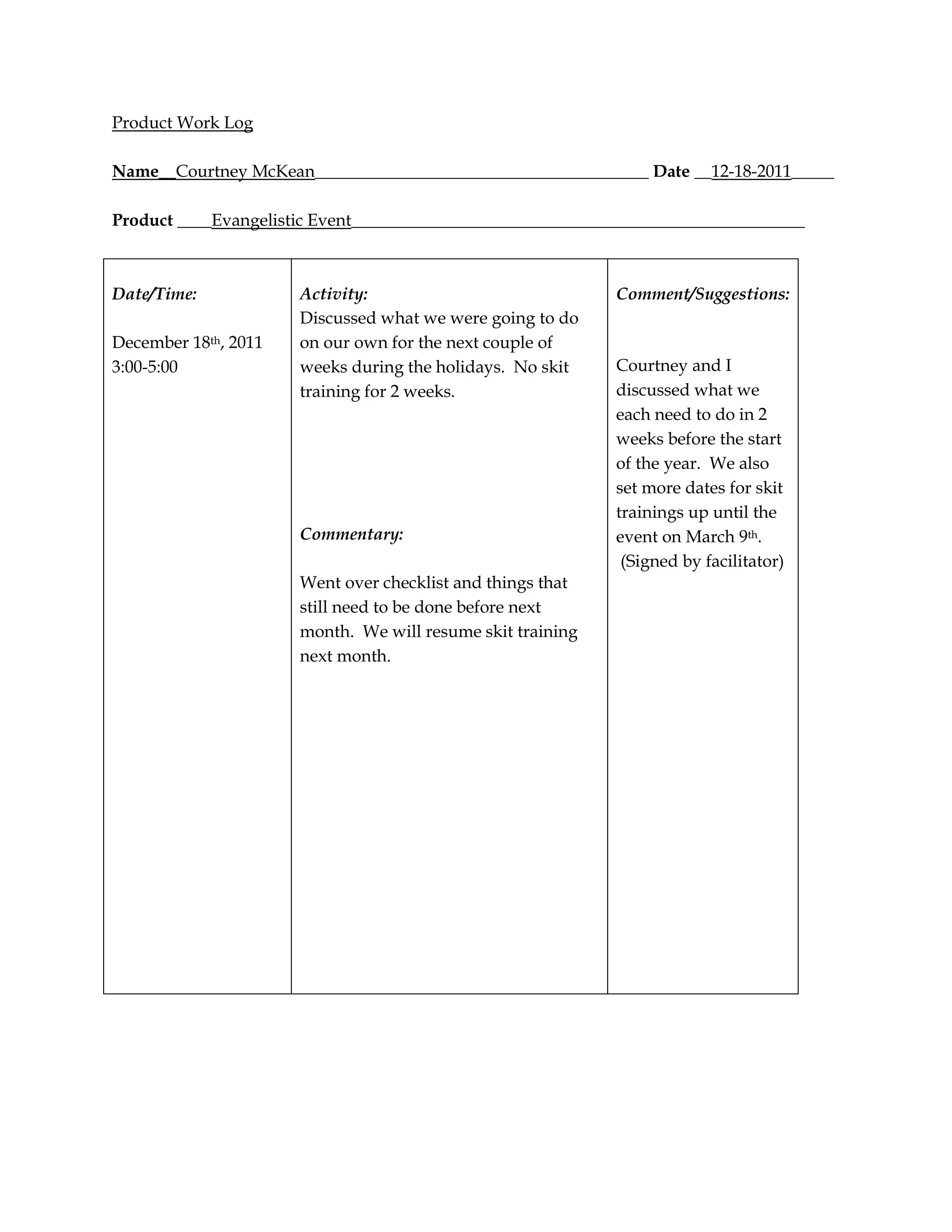 2nd product work log | DOCX | Resume Writing and Advice | Job Search