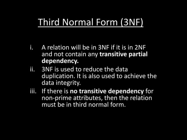 Database Management System Third Normal Form Pptx