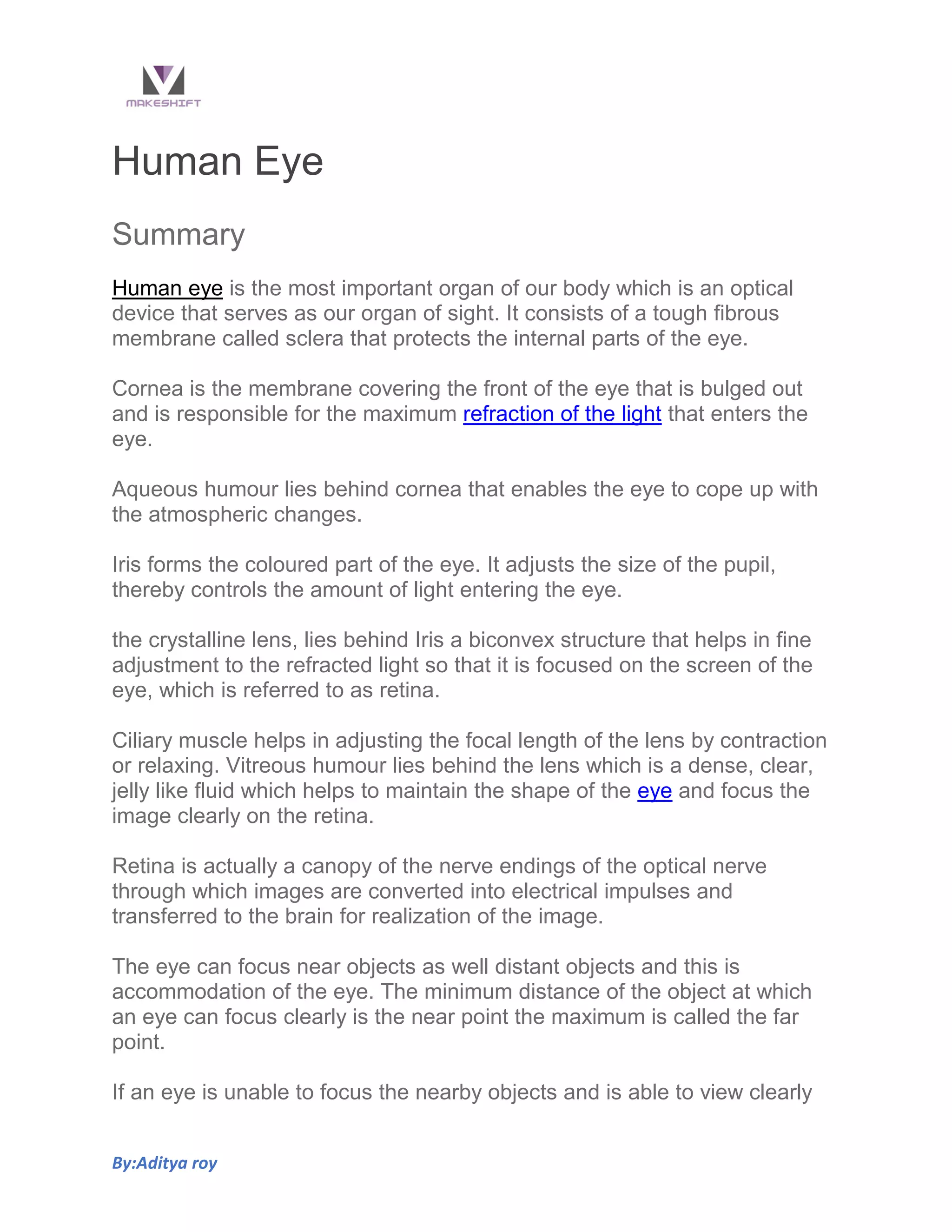 Human eye | PDF