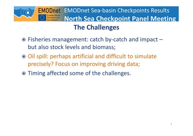 Outputs and recommendations from the North Sea Checkpoint Workshop | PPT