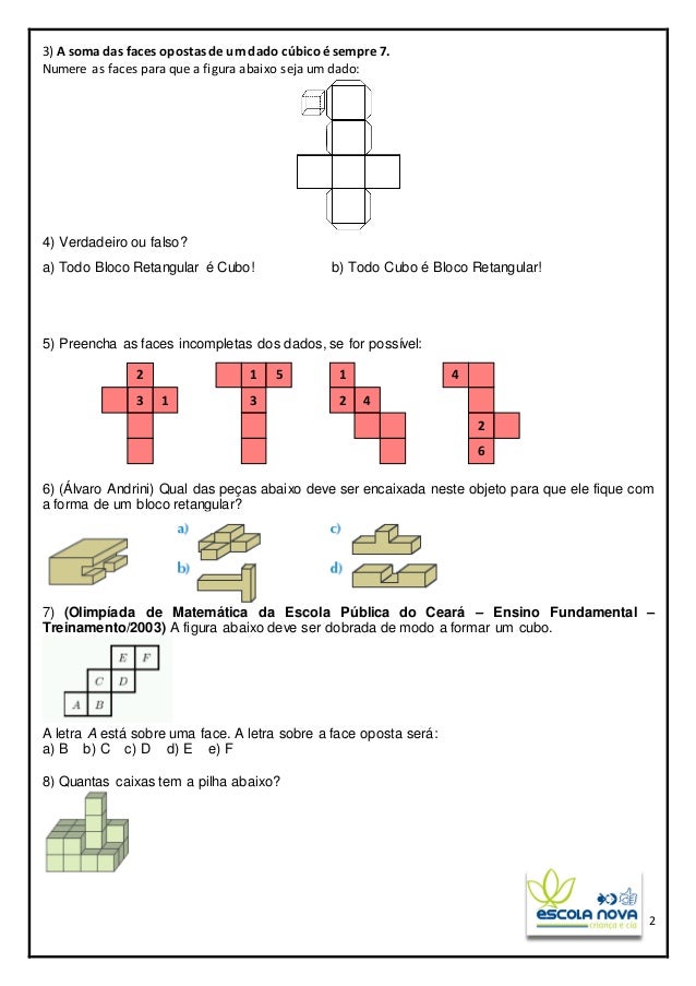 3o ano temática 3 bloco retangular vértices faces arestas