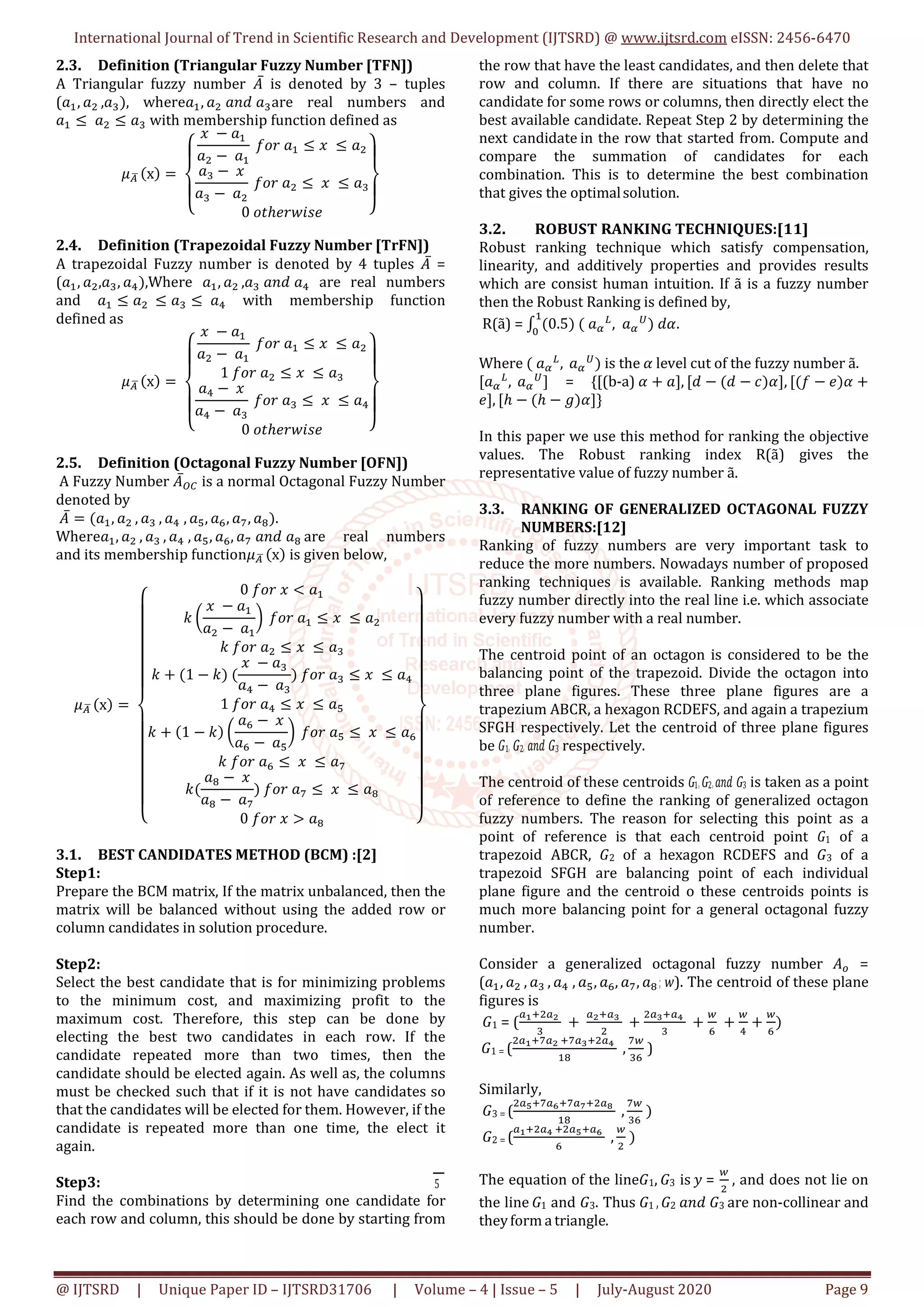 Octagonal Fuzzy Transportation Problem Using Different Ranking Method | PDF