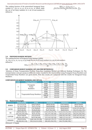 Octagonal Fuzzy Transportation Problem Using Different Ranking Method | PDF