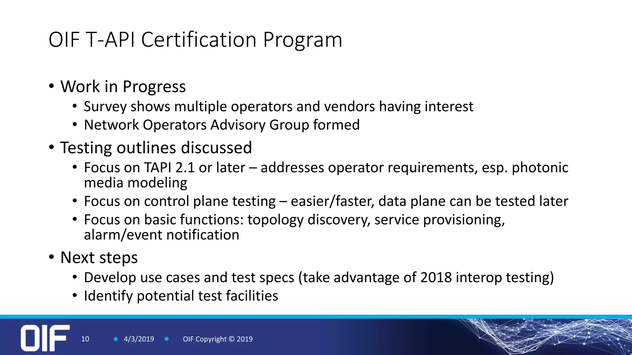 The Path to Open, Interoperable Optical Networking - "T-API Update" | PPT