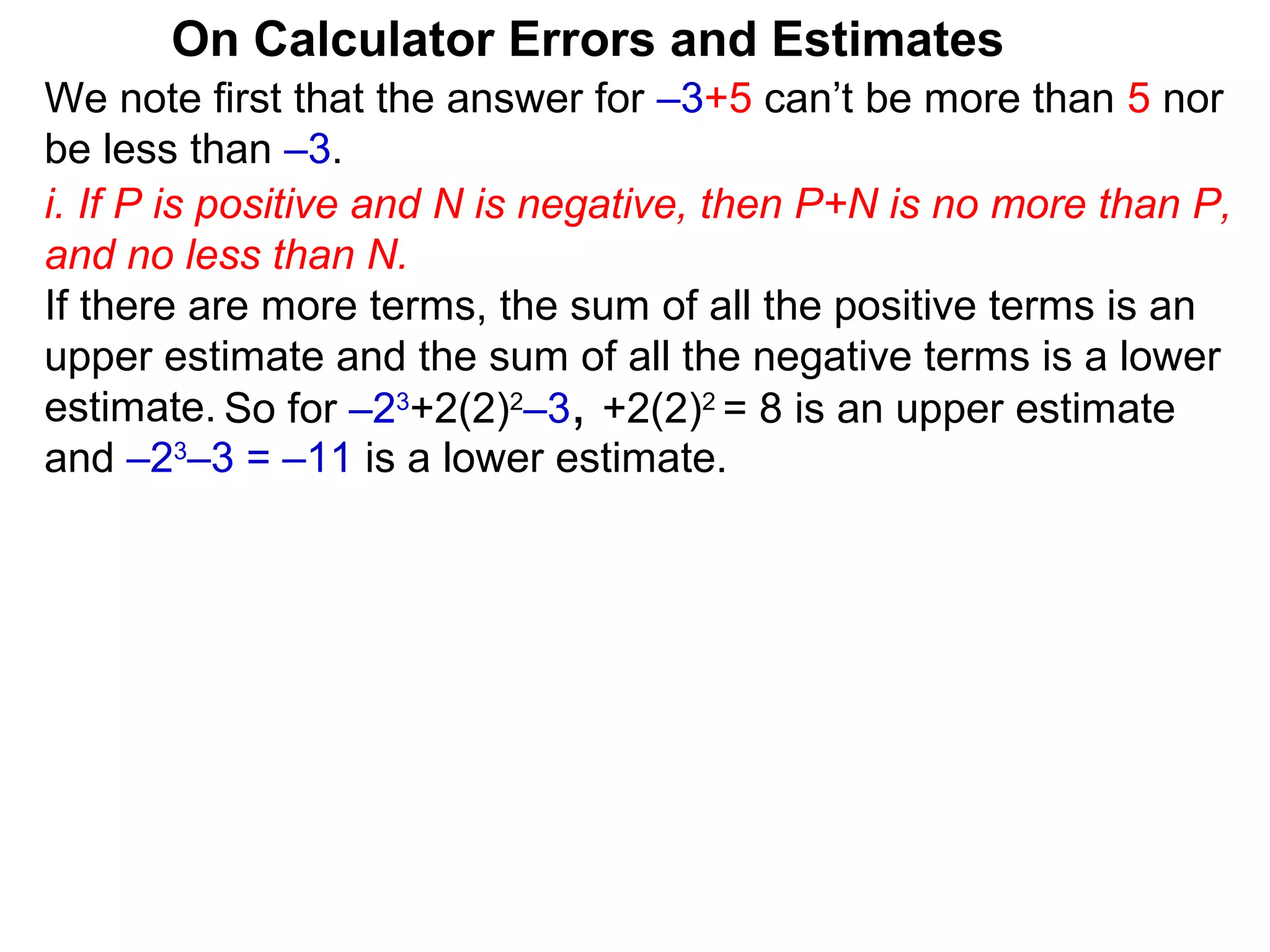 13 on calculator mistakes and estimates | PPT