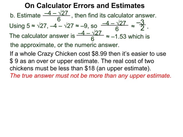 13 on calculator mistakes and estimates | PPT