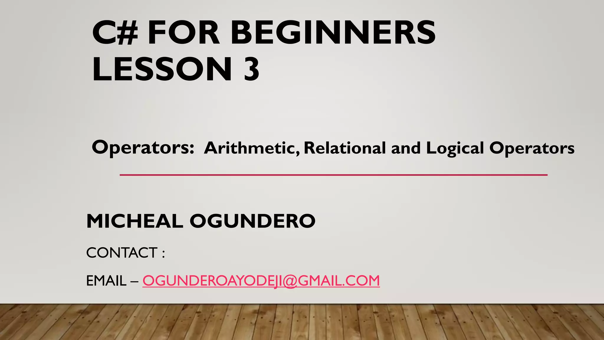 C Operators Ppt 3274