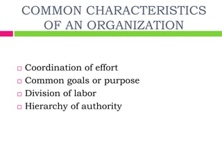 Organizations and Its definition, characteristics, and forms | PPTX