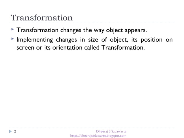 Overview of 2D and 3D Transformation | PPS | Geography | Science