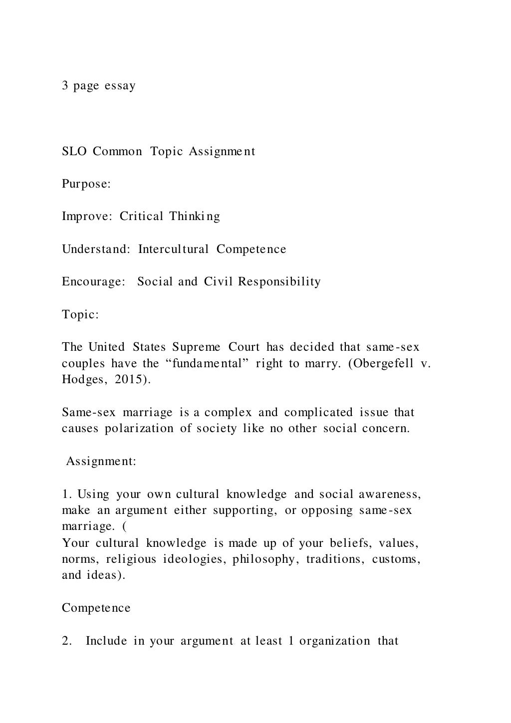 3 page essay SLO Common Topic AssignmentPurposeImpr | PDF