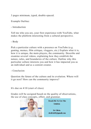 3 pages minimum, typed, double-spaced.Example Outline- Intr | PDF