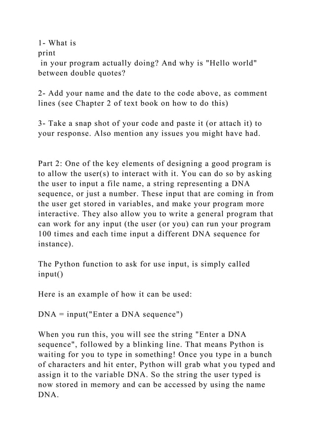 3 pagesPart 1Python comes with a program called an IDLE, wh.docx | Programming Languages | Computing
