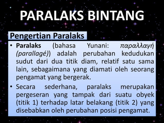 astronomi paralaks bintang | PPTX