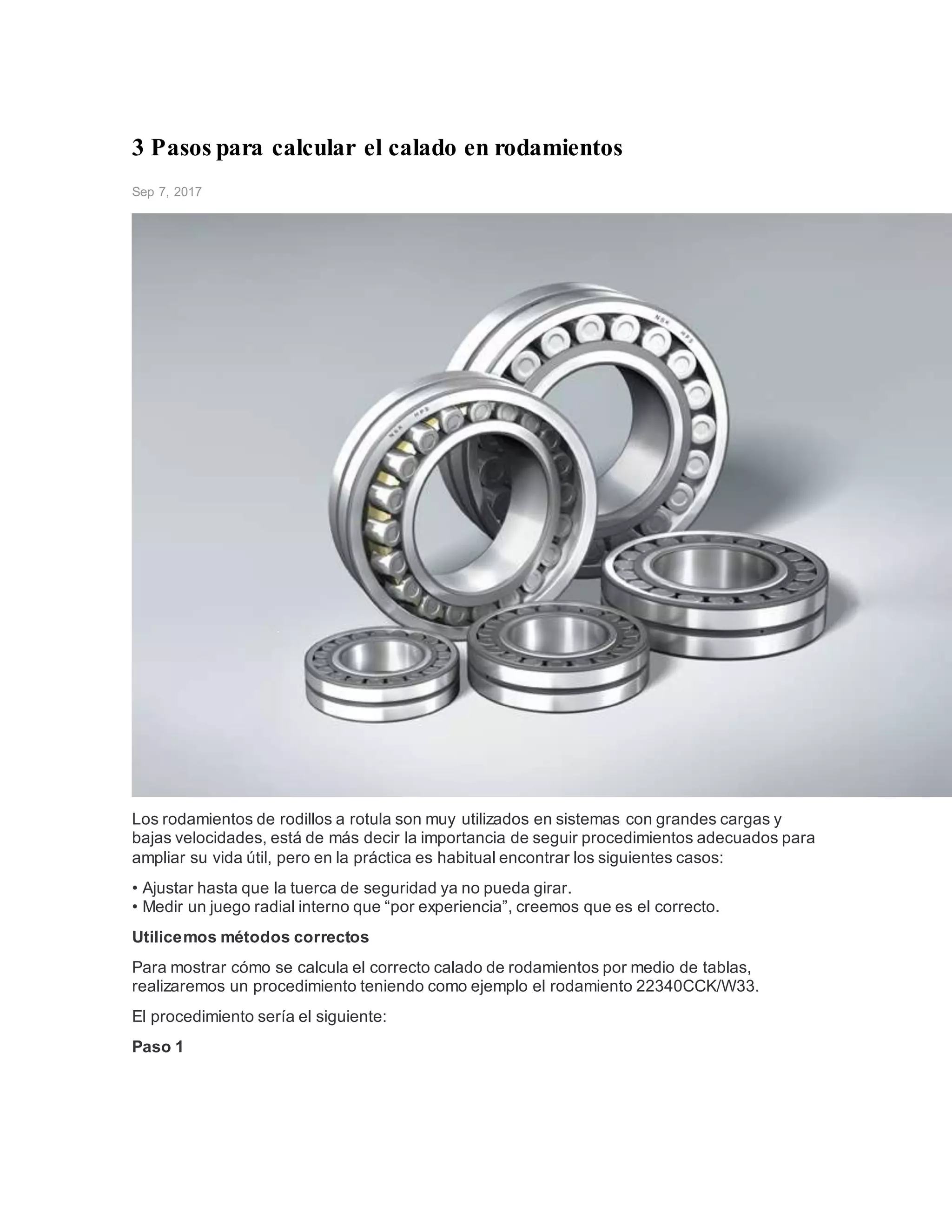 3 pasos para calcular el ajuste final en rodamientos | DOCX