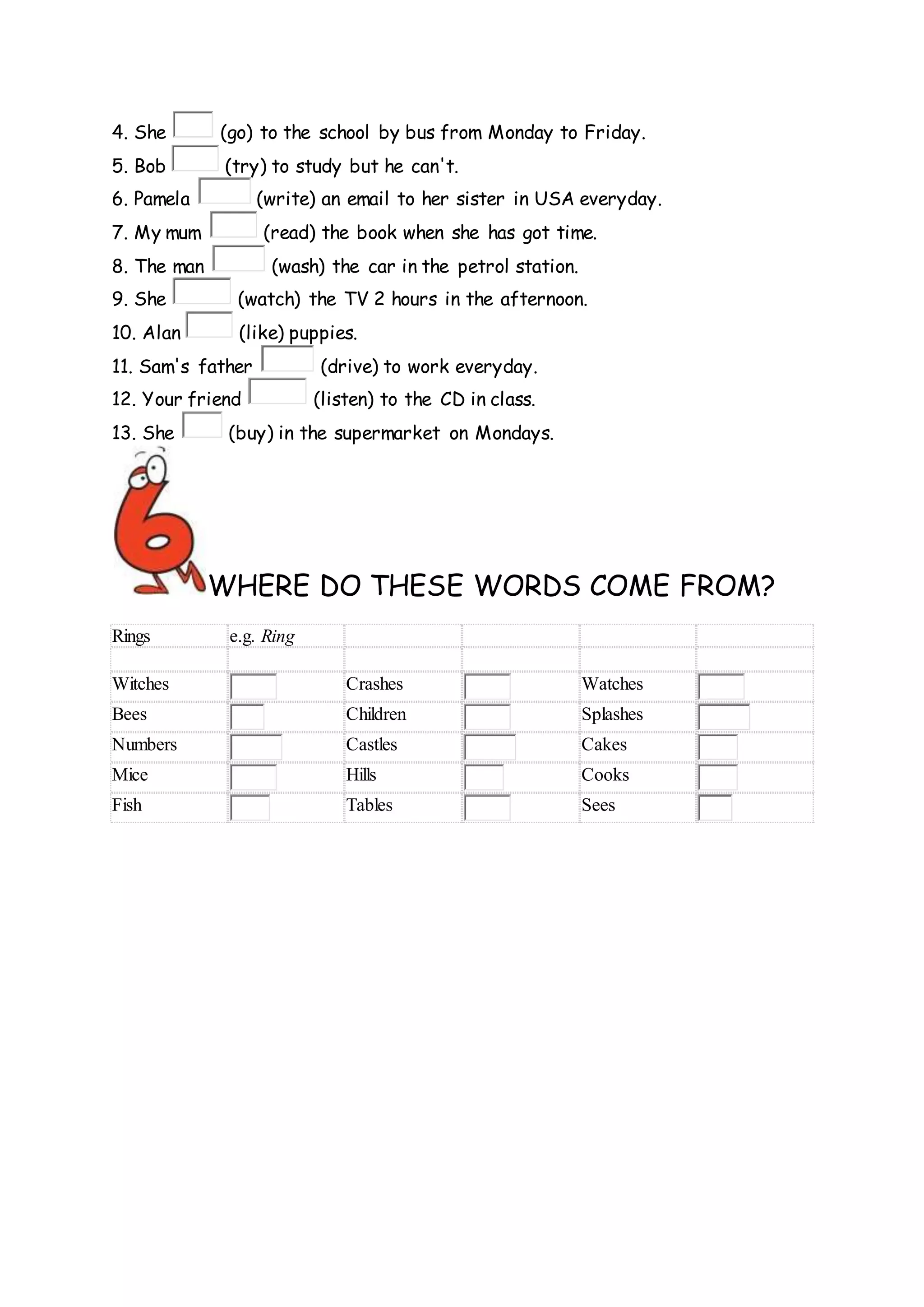 3 person singular present simple | DOCX