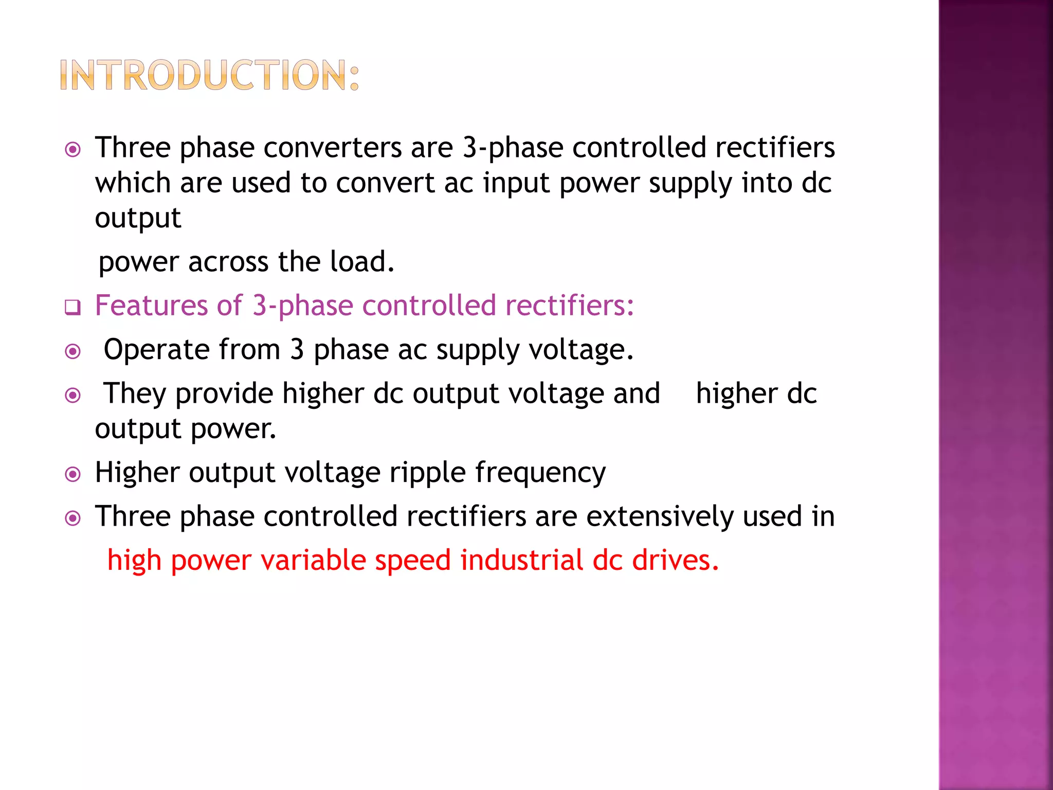 3 phase half wave controlled converter with r Load | PPTX