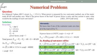 Measurement of 3 phase power by two watt-meter method | PPTX