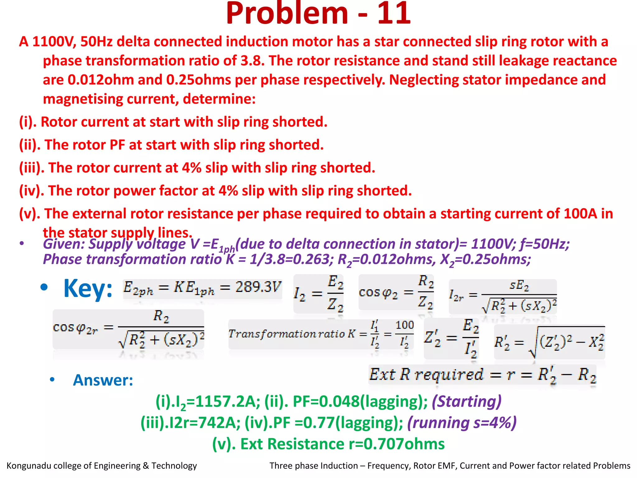 3 phase Induction Motor frequency of induced emf current and power ...