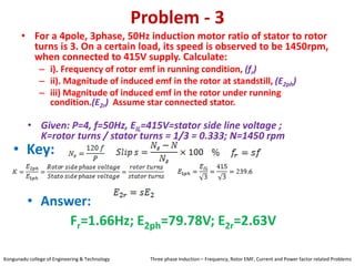 3 phase Induction Motor frequency of induced emf current and power ...