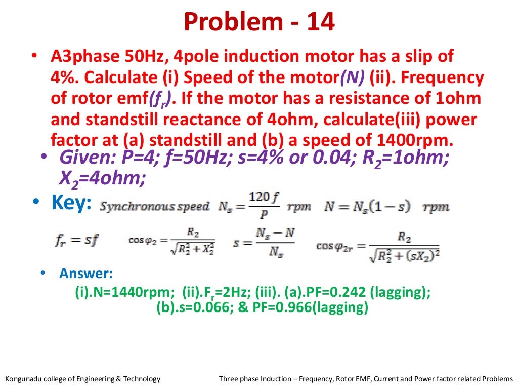 3 phase Induction Motor frequency of induced emf current and power