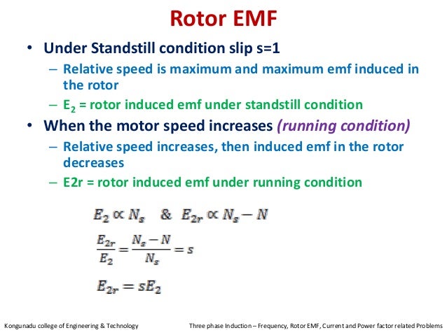 3 phase Induction Motor frequency of induced emf current and power