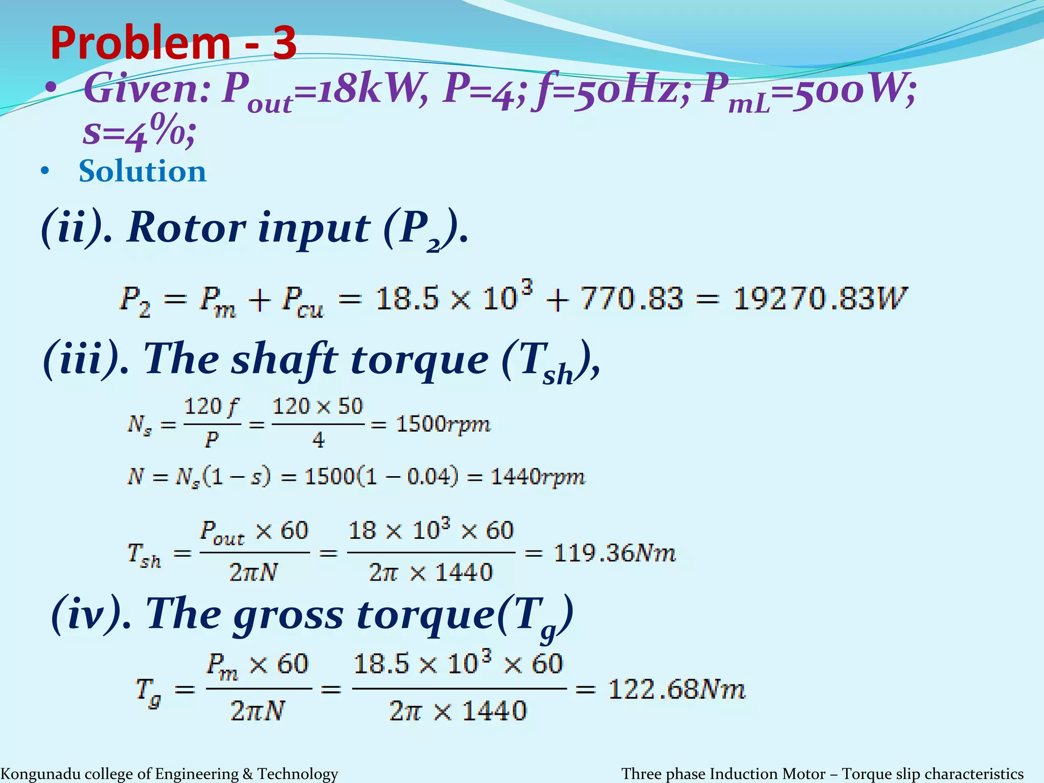 3 phase Induction Motor Torque-slip characteristics and Related ...