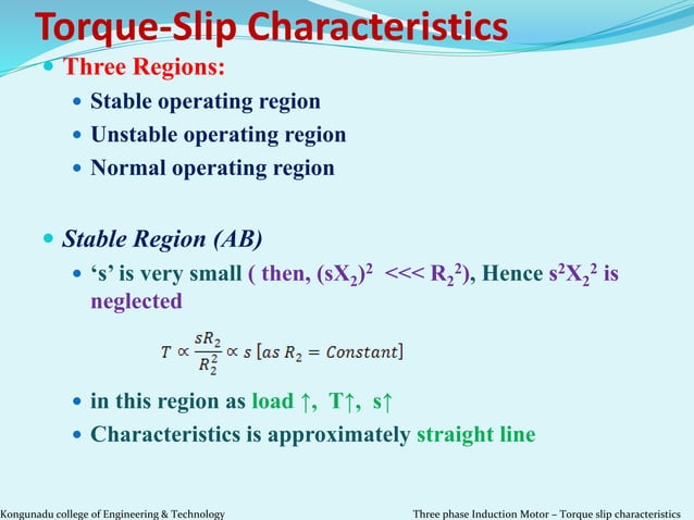 3 phase Induction Motor Torque-slip characteristics and Related ...