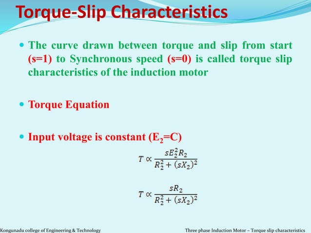 3 phase Induction Motor Torque-slip characteristics and Related problems 3 phase Induction Motor Torque-slip characteristics and Related problems