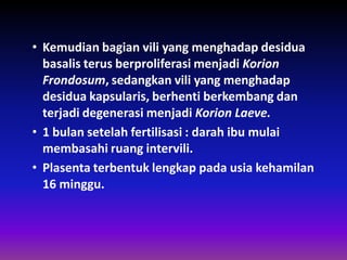 3 plasentasi, amnion, embrio dan uk | PDF