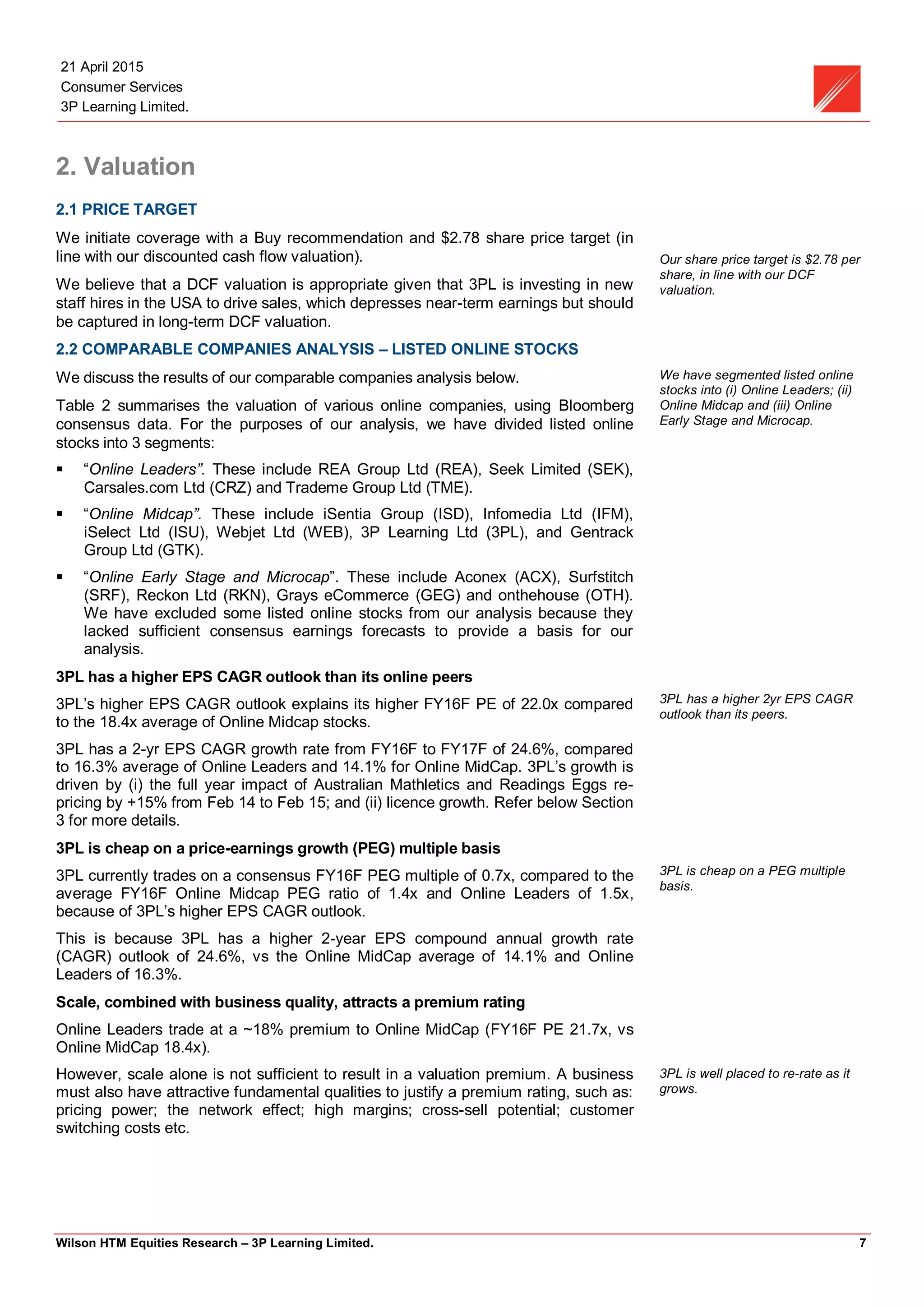 3P Learning (3PL) - Earning from Learning - equity research initiation ...