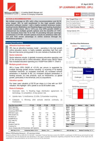 3P Learning (3PL) - Earning from Learning - equity research initiation ...
