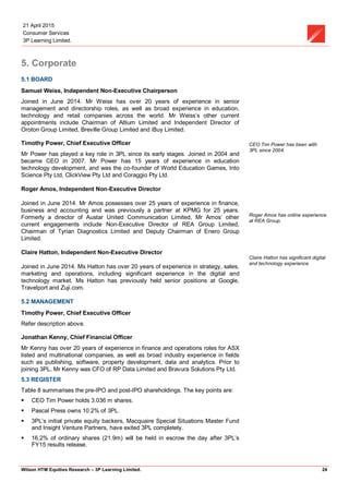3P Learning (3PL) - Earning from Learning - equity research initiation ...