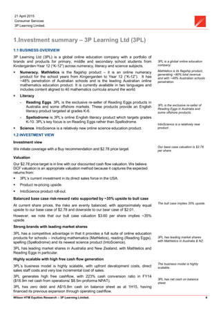 3P Learning (3PL) - Earning from Learning - equity research initiation ...