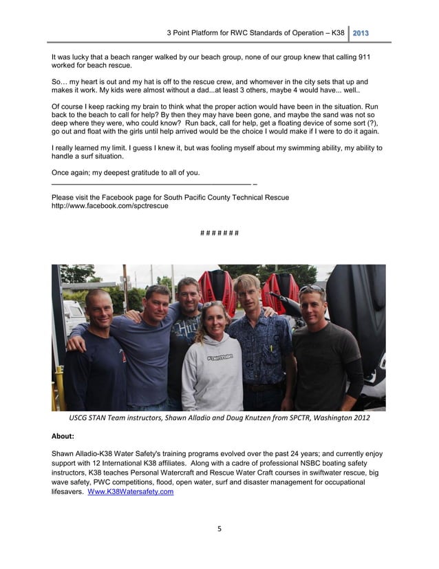 3 point platform for rescue water craft standards of operation | PDF