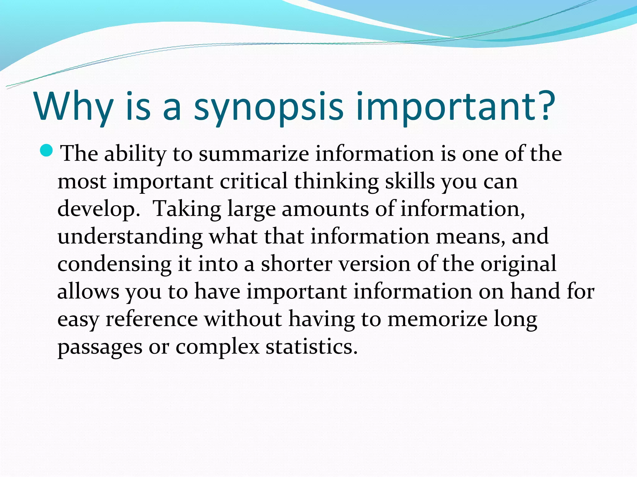 3 power point synopsis writing | PPT