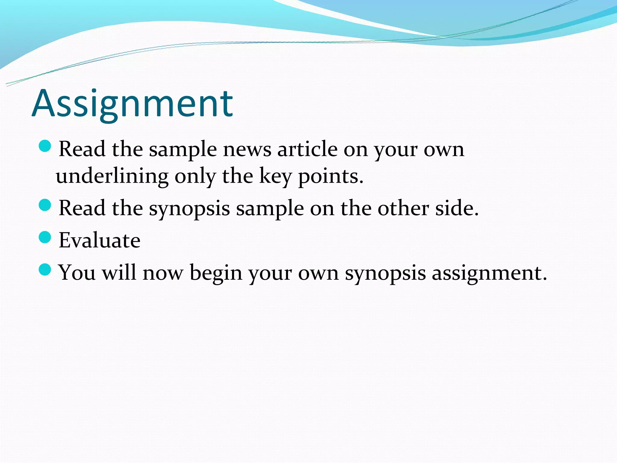 3 power point synopsis writing | PPT