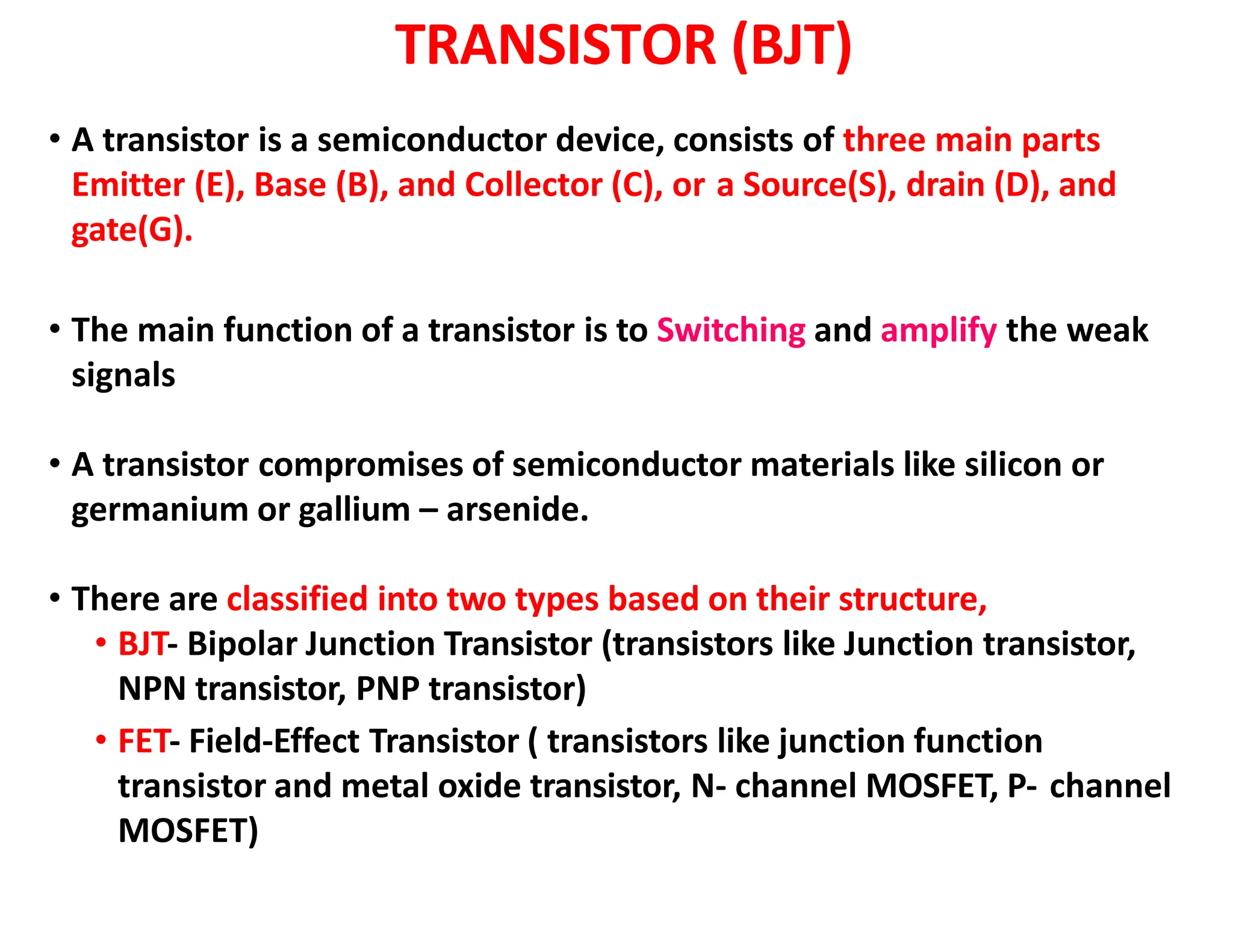 Advantages of the 3 Power Transistor used in the Automobile | PPTX