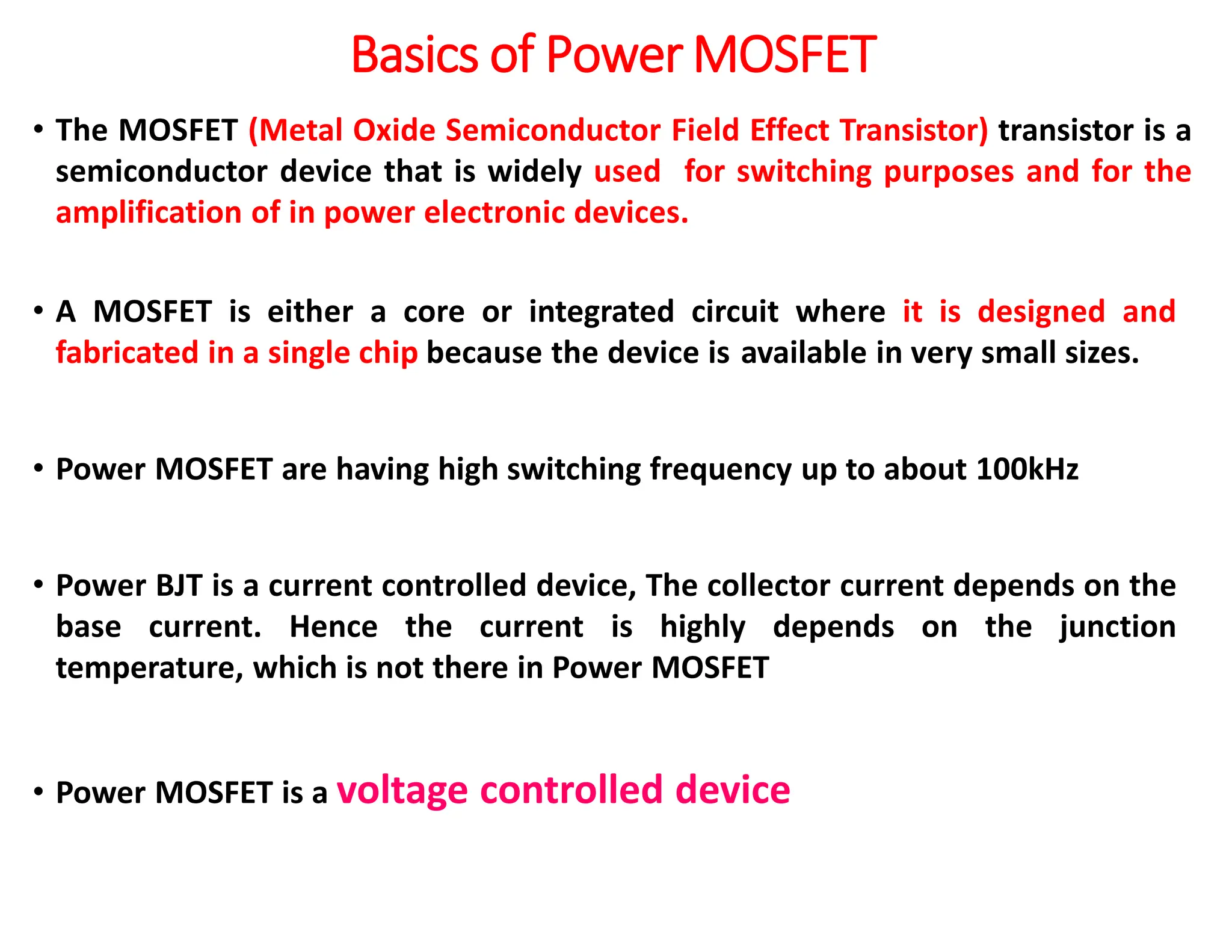Advantages of the 3 Power Transistor used in the Automobile | PPTX