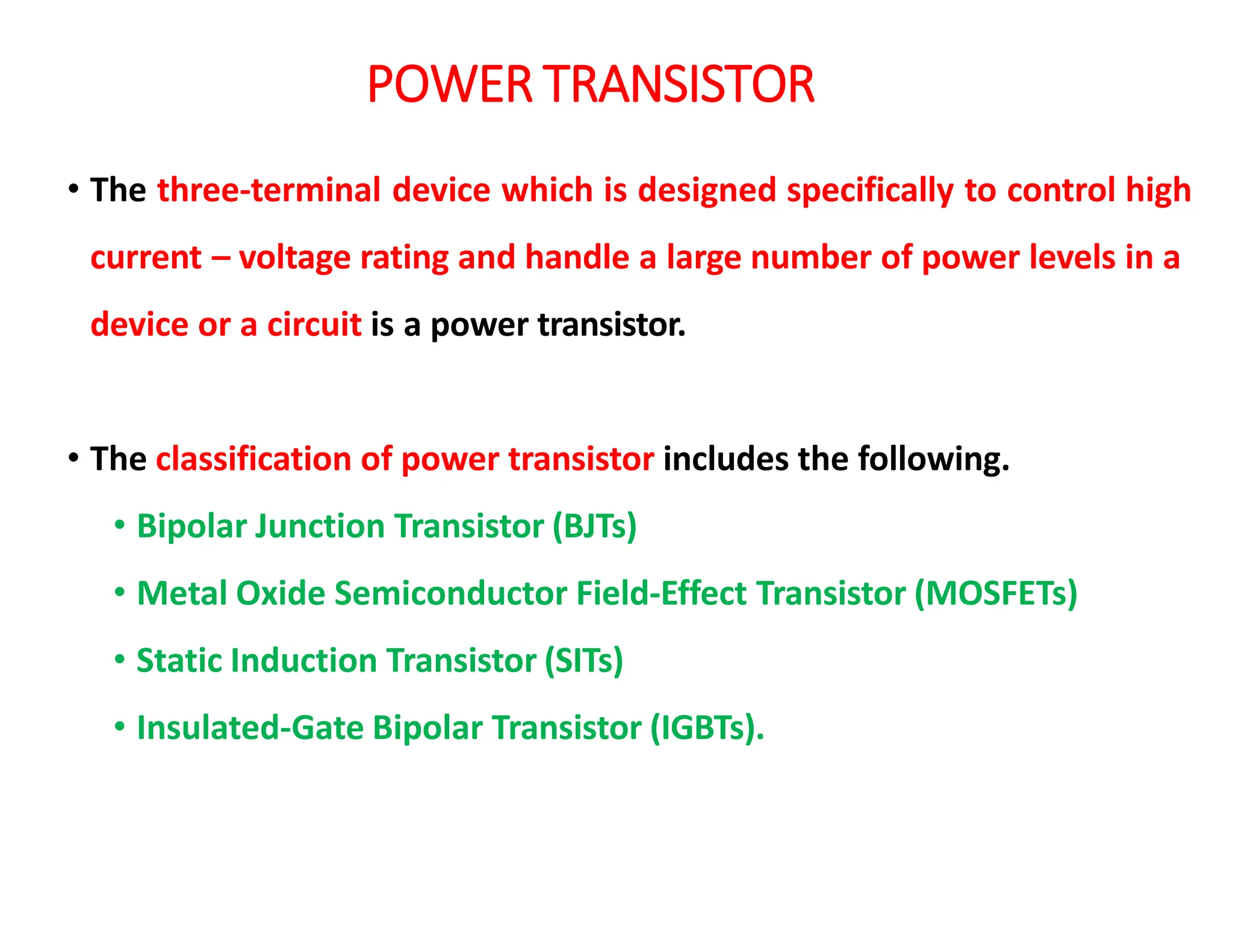Advantages of the 3 Power Transistor used in the Automobile | PPTX