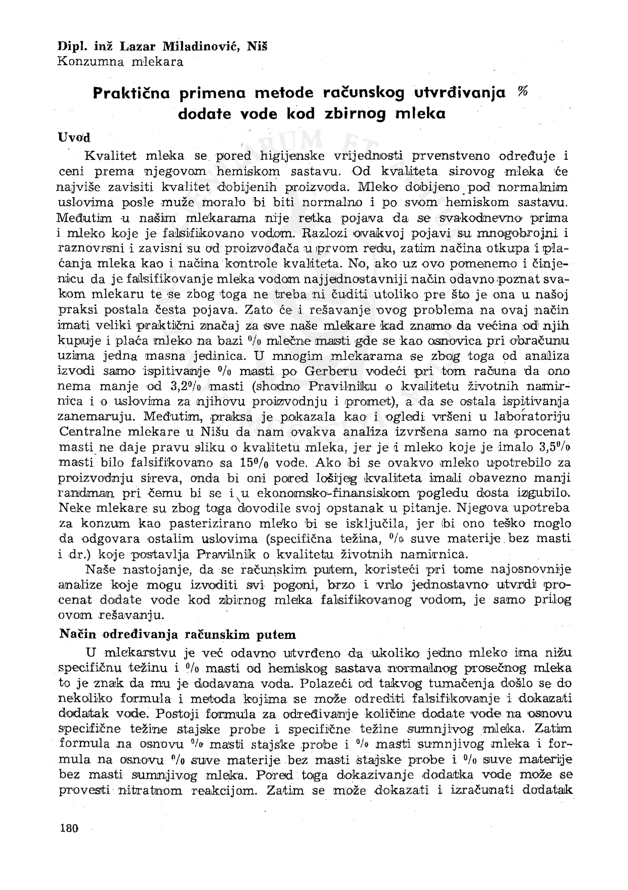 3 prakticna primena_metode_racunskog_utvrdivanja_dodate_vode_kod_zbirnog_mleka | PDF