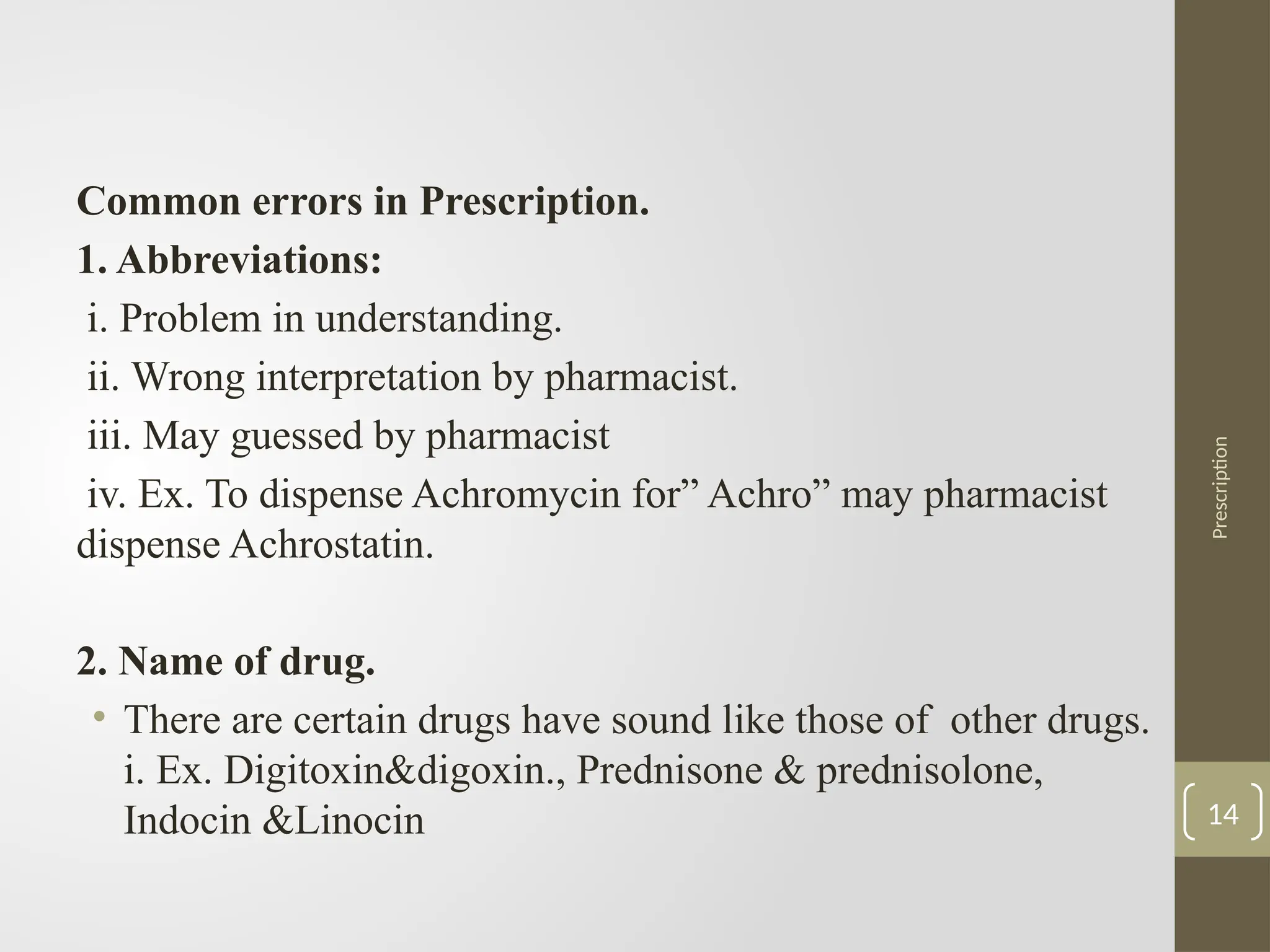 Definition Parts of prescription Handling of prescription Modern method ...
