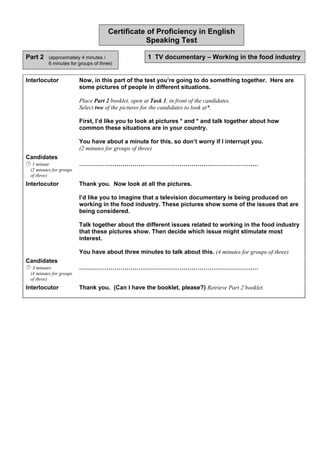 3 proficiency 2013 speaking test (examiner notes) | PDF