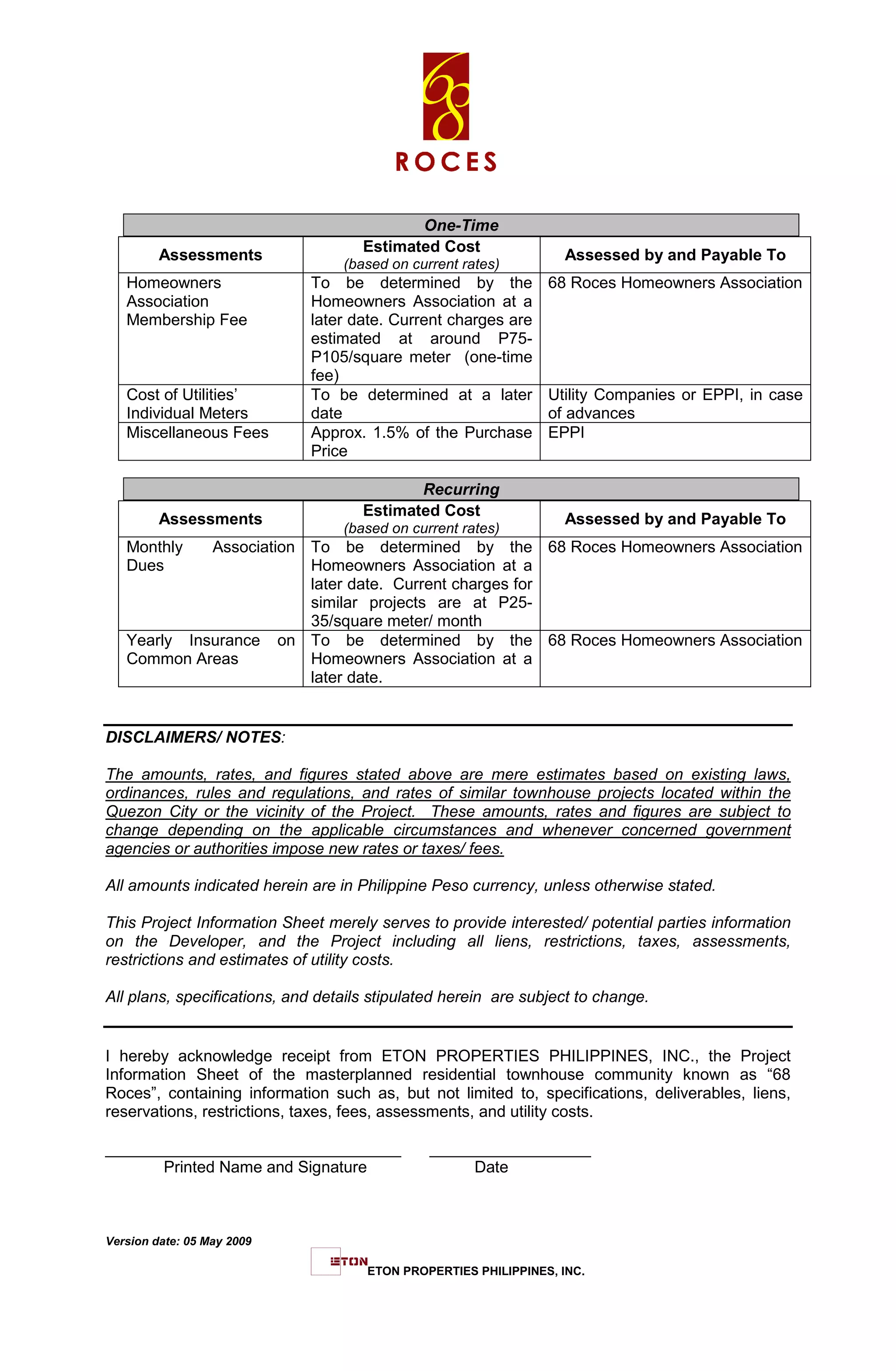 3 Project Information Sheet (68 Roces) | PDF
