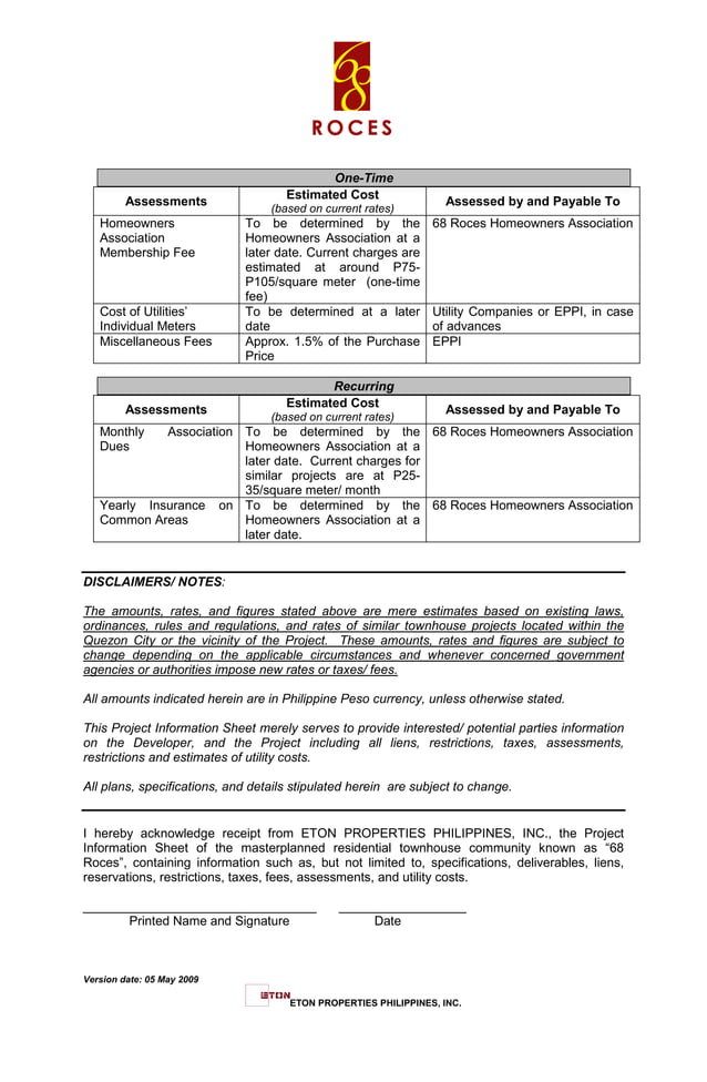 3 Project Information Sheet (68 Roces) | PDF