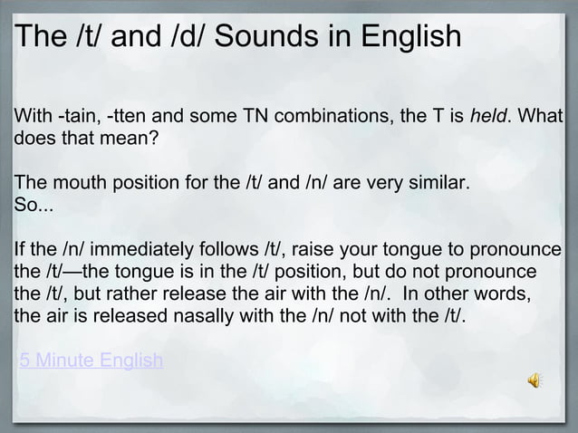 The t and_the_d_sounds_in_english | PPT | Dental Health | Diseases and ...